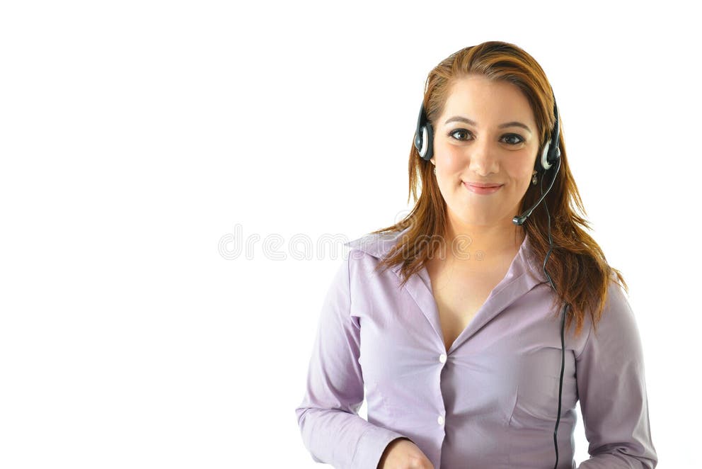 Customer Service Representative Stock Photo - Image of purple ...