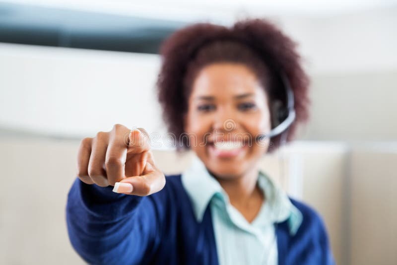 Customer Service Representative Pointing at You Stock Photo - Image of ...