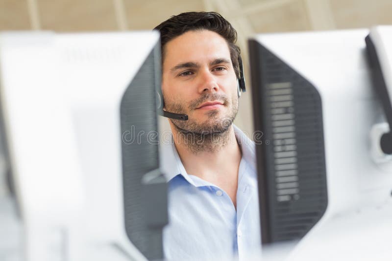 Customer Service Representative Using Computer Stock Image - Image of ...