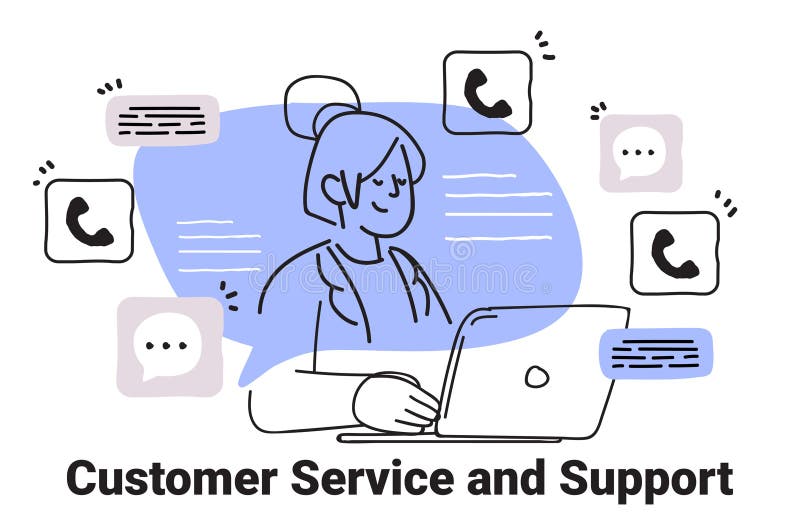 Customer Service Representative Using Laptop Surrounded by ...