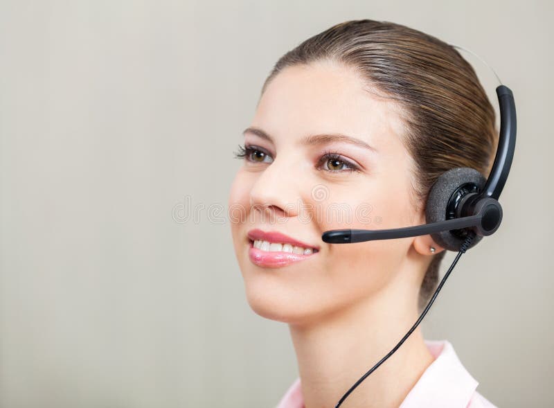 Customer Service Representative Wearing Headphones Stock Image - Image ...