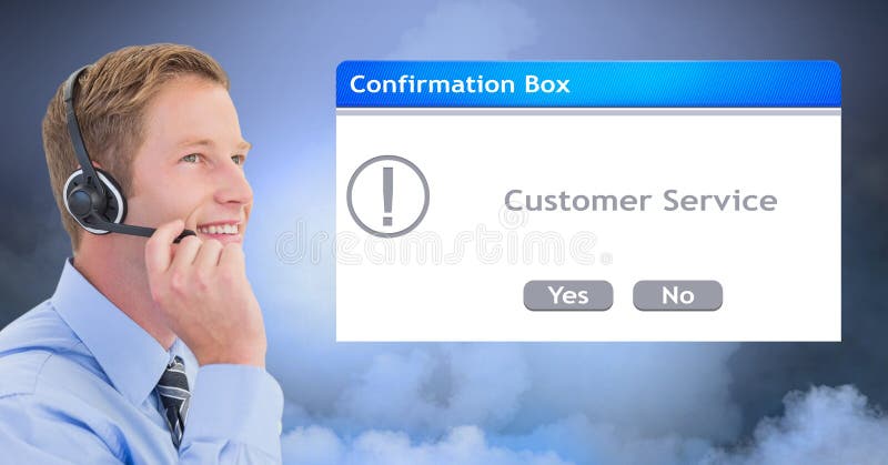 Customer Service Representative Wearing Headset by Dialog Box Stock ...