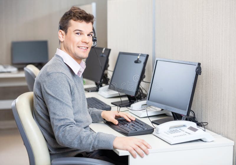 Customer Service Representative Working in Office Stock Image - Image ...
