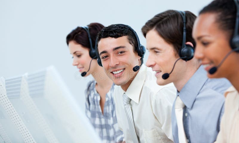 Customer Service Representatives in a Call Center Stock Image - Image ...