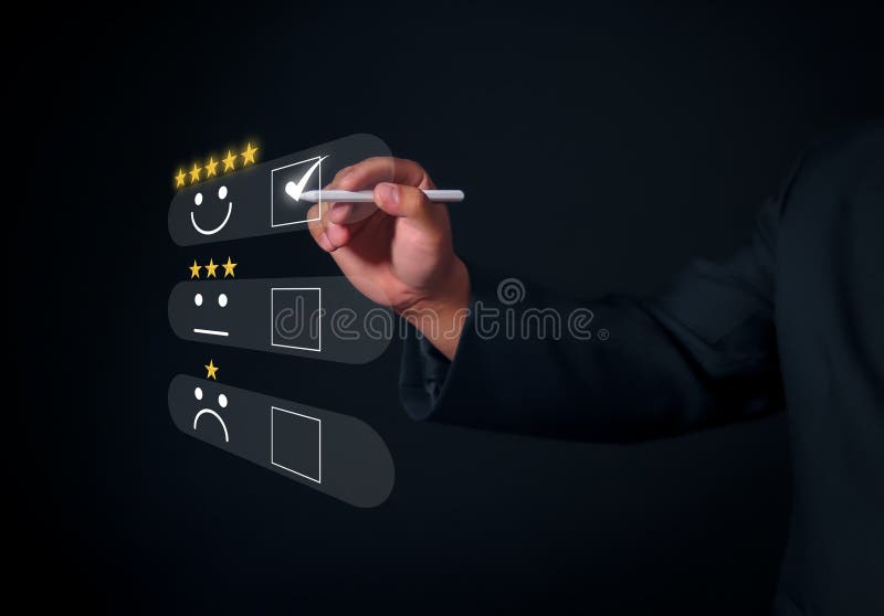 Customer Service and Satisfaction Concept, Business Man Write a Check ...