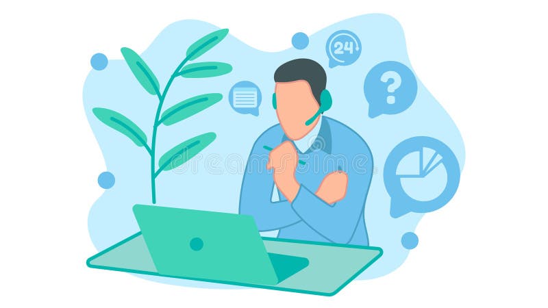 Customer Service is Serving Customers by Taking Notes. Vector ...