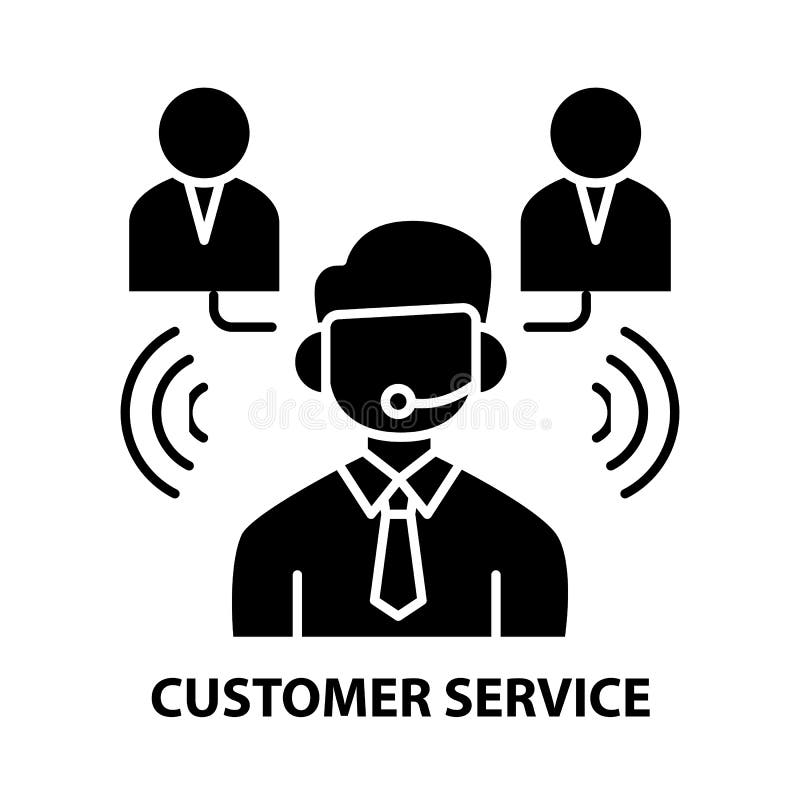 Customer Service Sign Icon, Black Vector Sign with Editable Strokes ...
