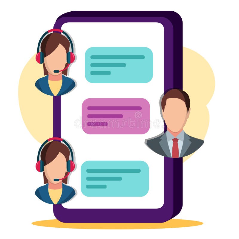 Customer Service on Smartphone Concept Vector Illustration Stock ...