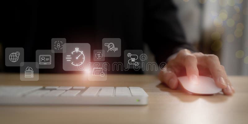 Customer Service, Speed of Service Concept. Using Computer Mouse with ...