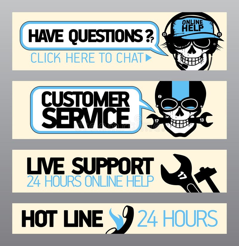 Customer Service Support Banners Stock Vector - Illustration of center ...
