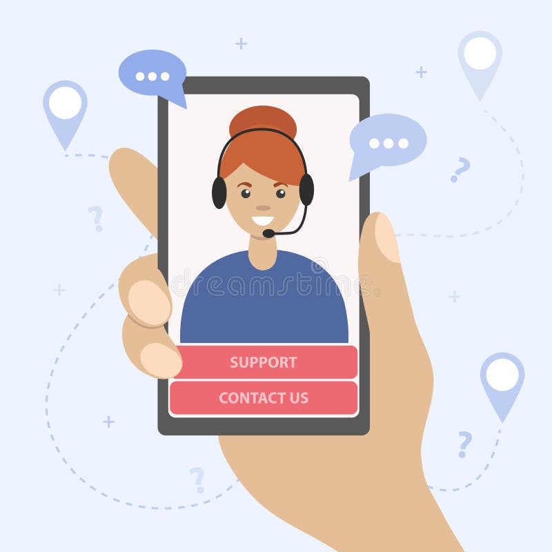Customer Service Support Call Center Concept. Hand Holding Smartphone ...