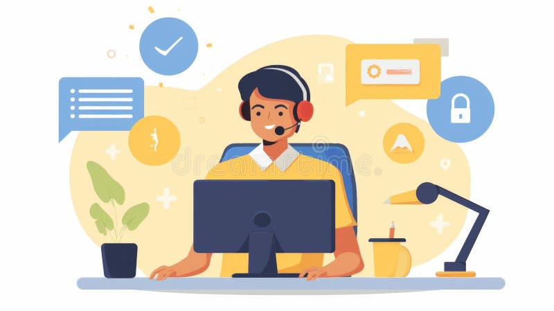 Customer Service, Support Call Center, Hotline Operator Illustration ...