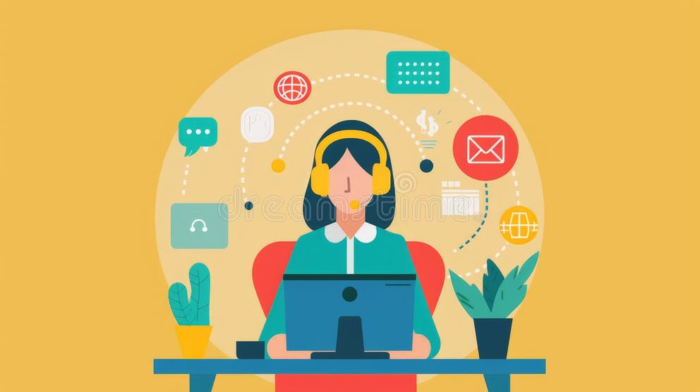 Customer Service, Support Call Center, Hotline Operator Illustration ...