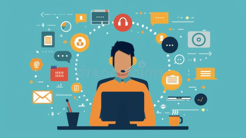 Customer Service, Support Call Center, Hotline Operator Illustration ...