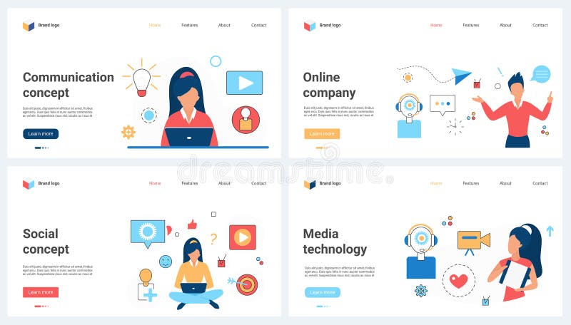 Customer Service and Support, Communication Technology Set, People Call ...