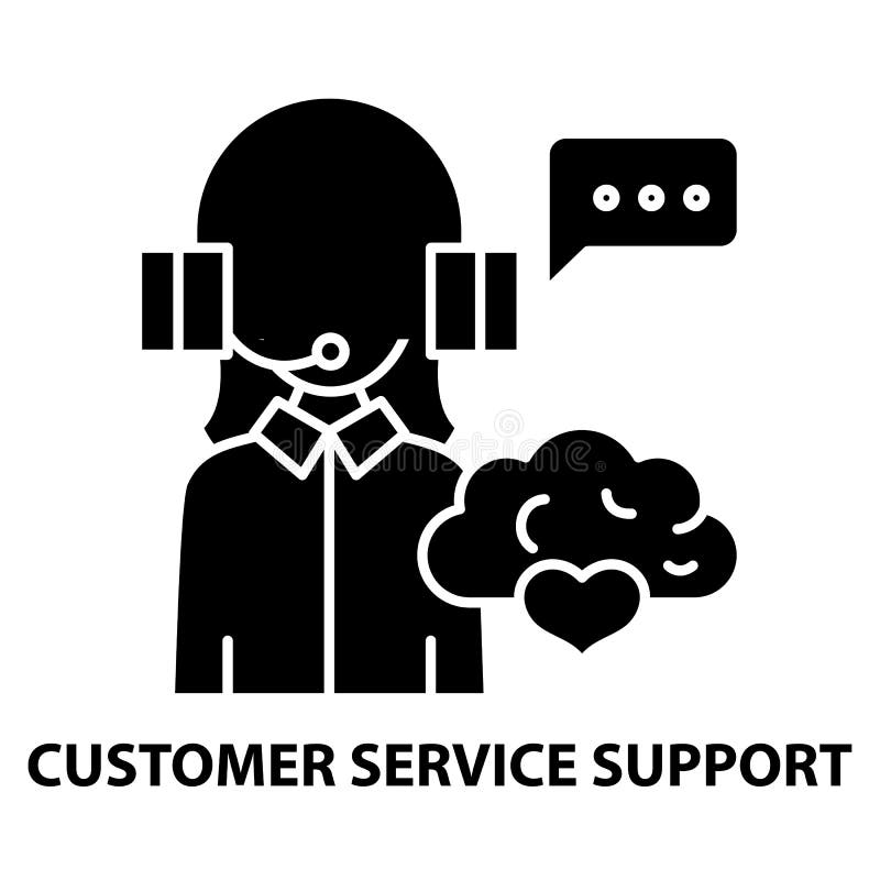 Customer Service Support Icon, Black Vector Sign with Editable Strokes ...