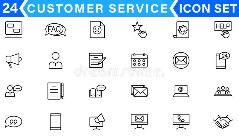 Customer Service and Support Line Icons Collection. Big UI Icon Set in ...