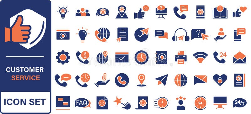 Customer Service and Support Line Icons Collection. Big UI Icon Set in ...