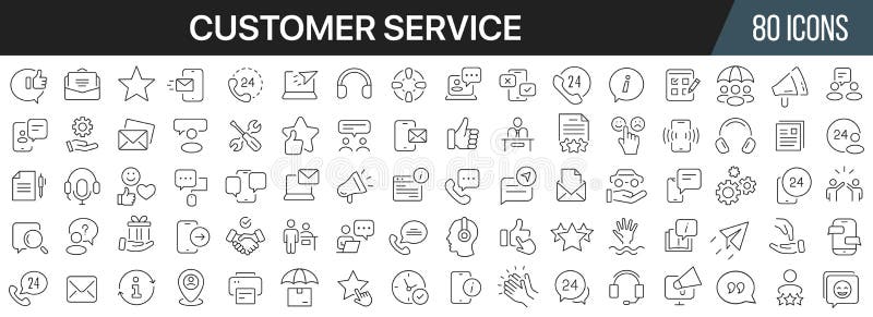Customer Service and Support Line Icons Collection. Big UI Icon Set in ...