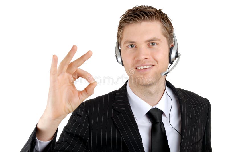 Customer Service Support Operator Giving Okay Sign Stock Image - Image ...