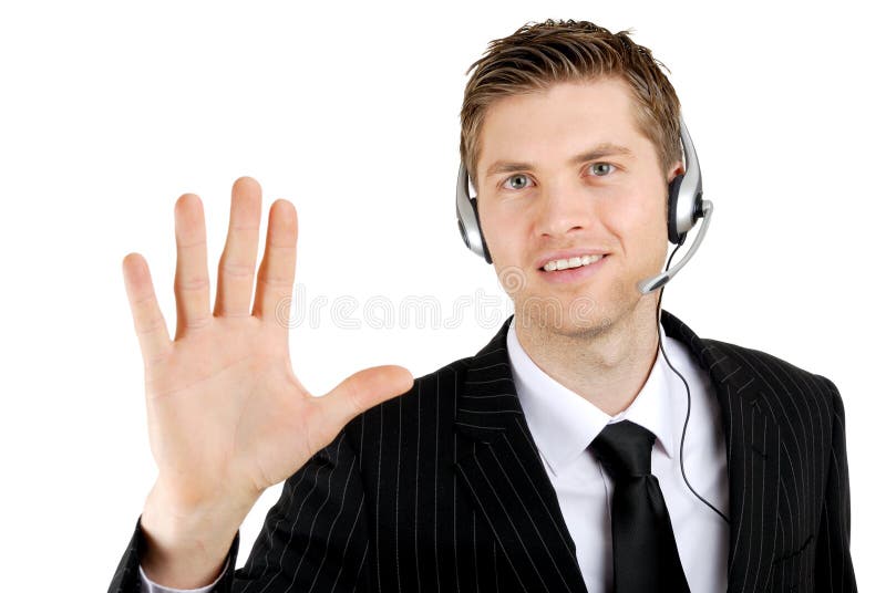 Customer Service Support Operator Showing Hand Pal Stock Image - Image ...