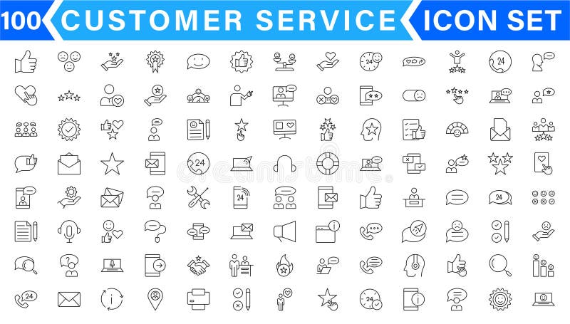 Customer Service and Support - Outline Icon Collection. Thin Line Set ...