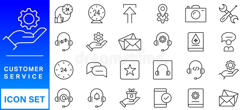 Customer Service and Support - Outline Icon Collection. Thin Line Set ...
