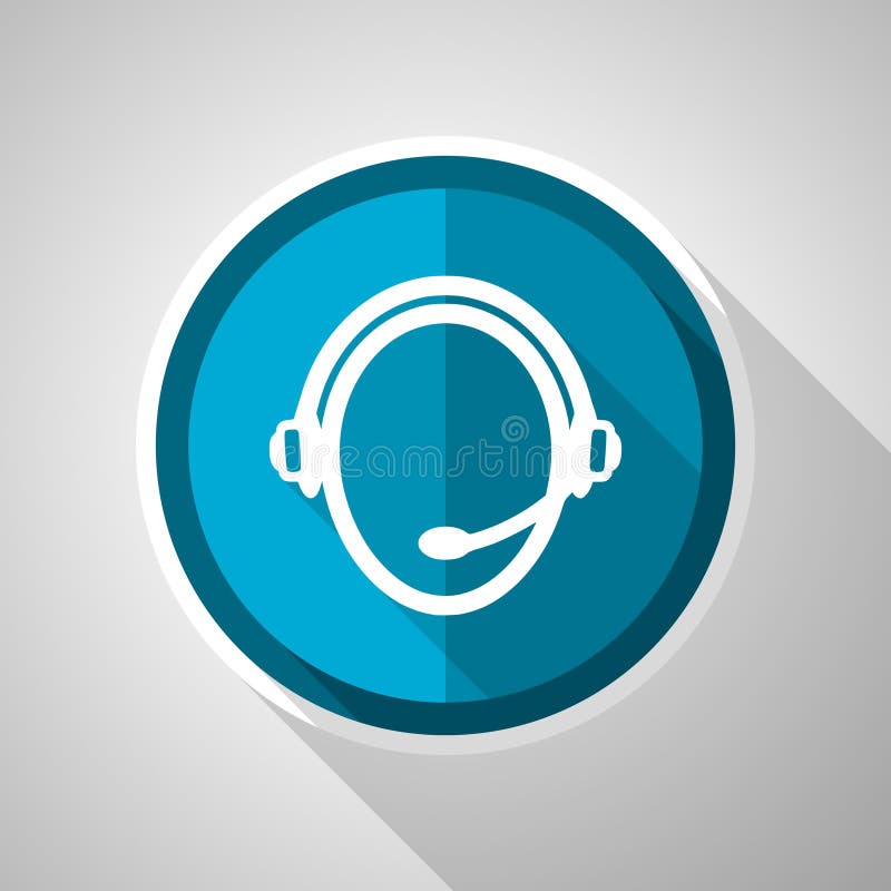 Customer Service Symbol, Flat Design Vector Blue Icon with Long Shadow ...