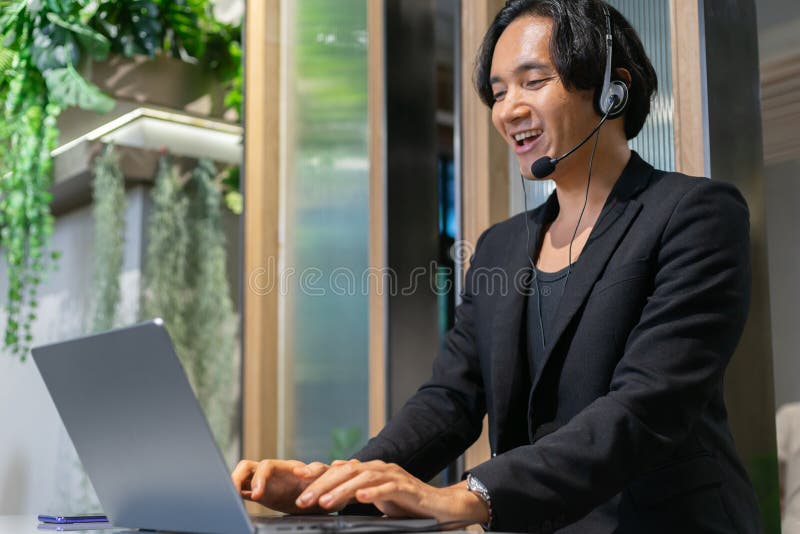 Customer Service Talking and Helping the Client. a Call Center of ...