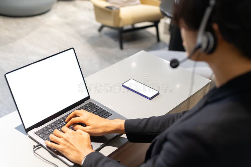 Customer Service Talking and Helping the Client. a Call Center of ...