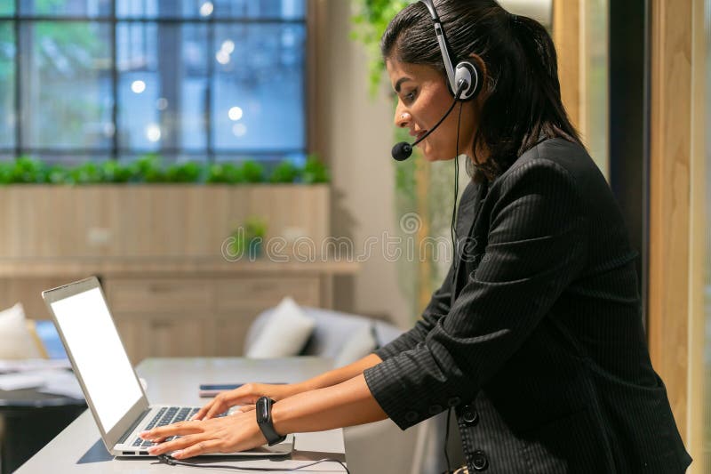 Customer Service Talking and Helping the Client. a Call Center of ...