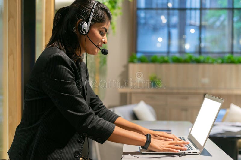 Customer Service Talking and Helping the Client. a Call Center of ...