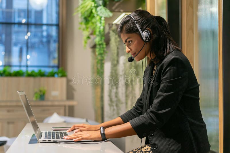 Customer Service Talking and Helping the Client. a Call Center of ...