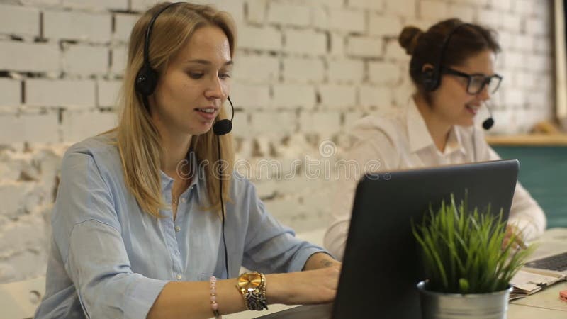 Customer Service Team Woman Call Center Smiling Operator Phone Stock ...