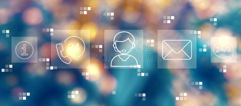 Customer Service Theme with Blurred City at Night Stock Illustration ...