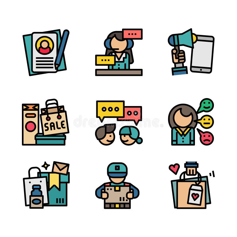 Vector Set of Customer Service in Flat Style Stock Vector ...