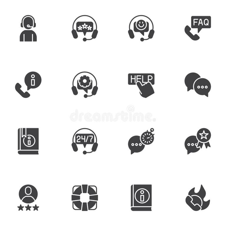 Customer Service Vector Icons Set Stock Vector - Illustration of ...