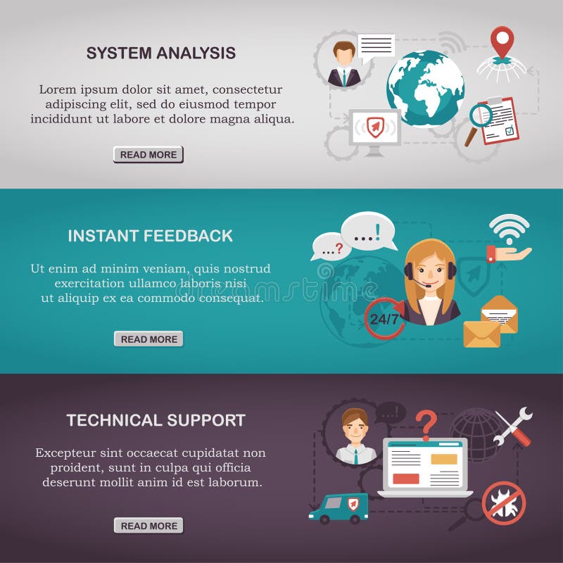 Customer Service. Vector Set of Banners Stock Vector - Illustration of ...