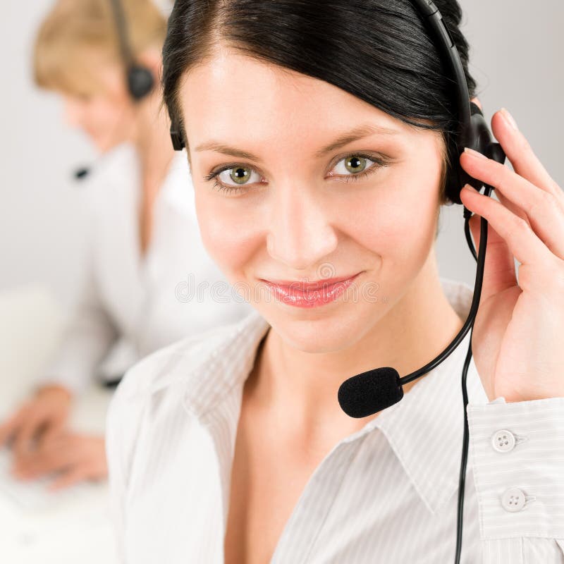 Customer Service Woman Call Center Phone Headset Stock Image - Image of ...