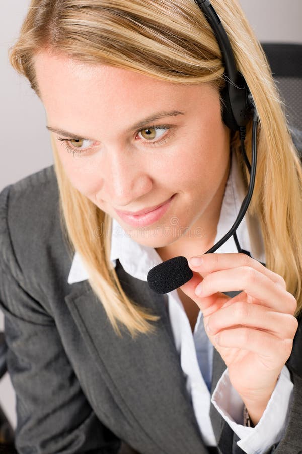 Customer Service Woman Call Center Phone Headset Stock Image - Image of ...