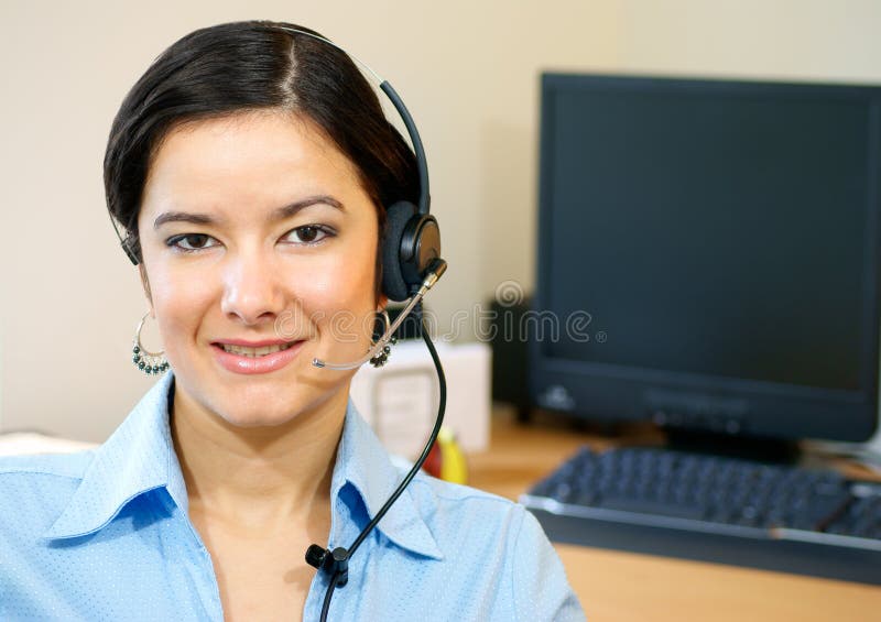 Customer Service Woman Full Front Stock Image - Image of copy, keyboard ...