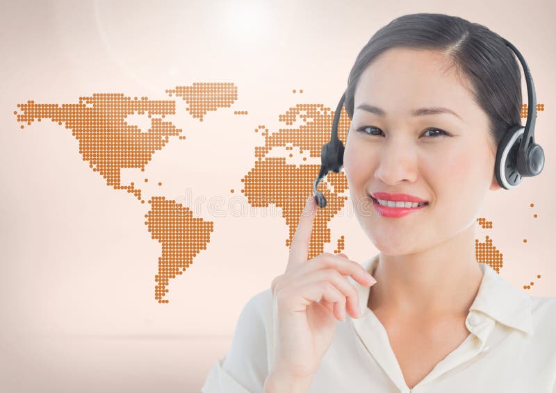 Customer Service Woman Map World Stock Photo - Image of corporate ...