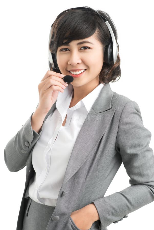 Beautiful Customer Service Operator Woman with Headset Stock Image ...