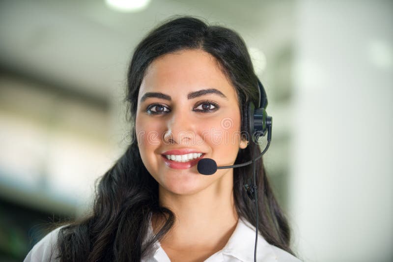 Customer Service Worker, Operator with Headset Stock Image - Image of ...