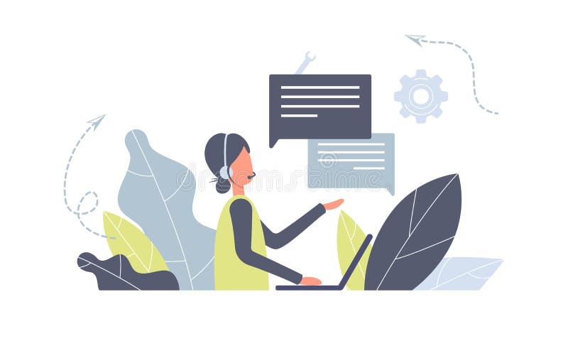 Customer Service Worker Woman with Headsets Service or Consult ...