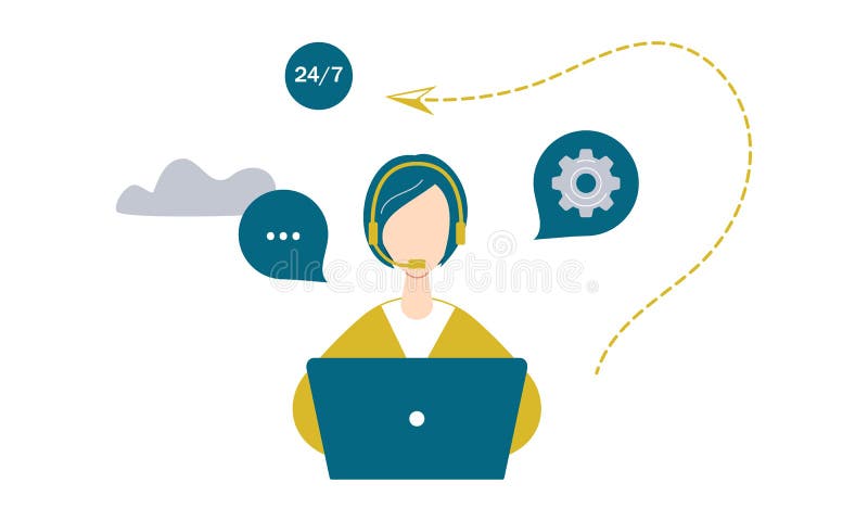 Customer Service Worker Woman with Headsets Service or Consult ...