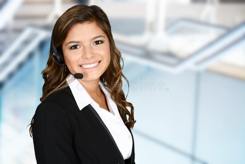 Beautiful Female Customer Service Representative or Operator or Help ...
