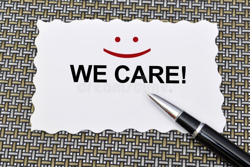 Customer Services we Care with a Smile Sign Stock Photo - Image of ...