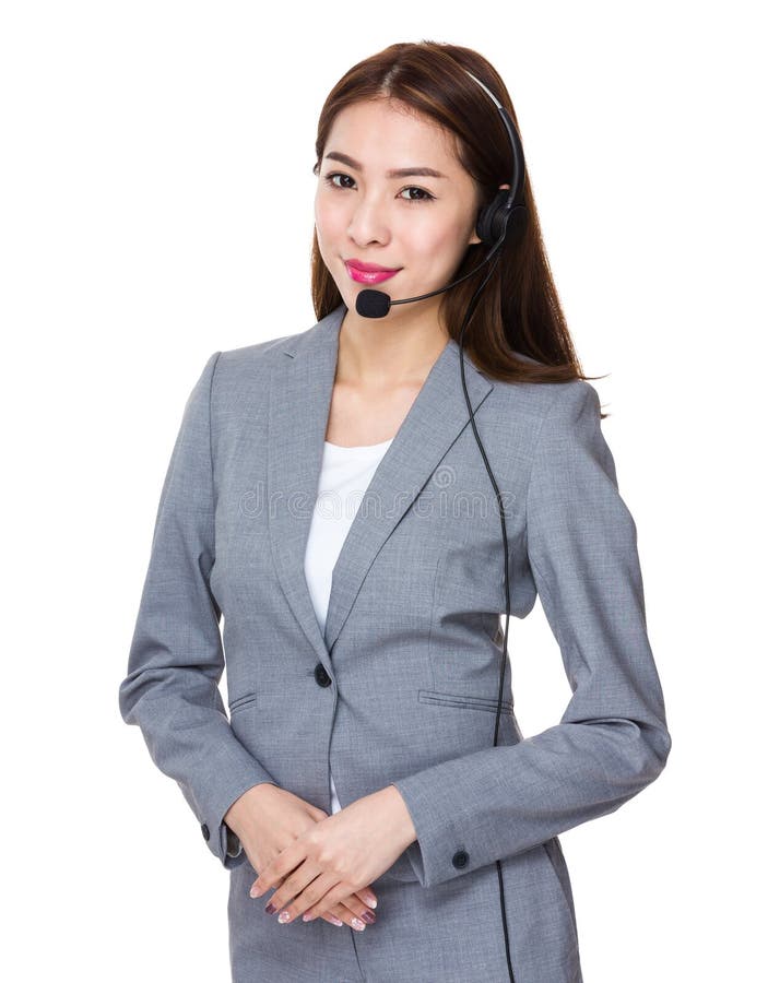 Customer Services Operator And Finger Point Up Stock Photo - Image of ...