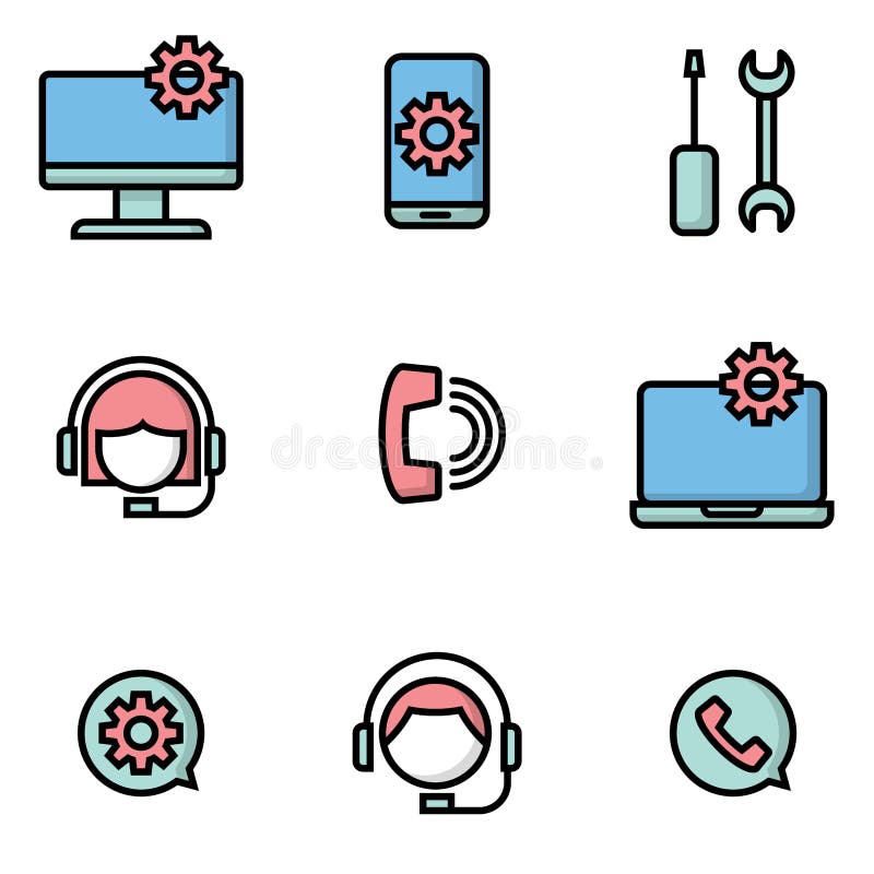 Customer Services and Maintenance Icons Stock Vector - Illustration of ...